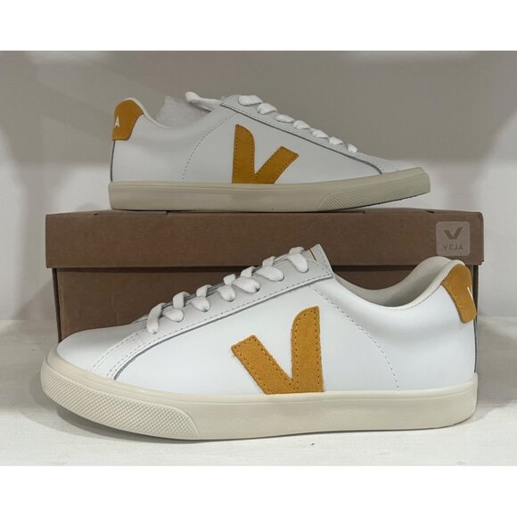 Veja | Shoes | Veja Esplar Logo Lowtop Sneakers White Leather Sunflower ...